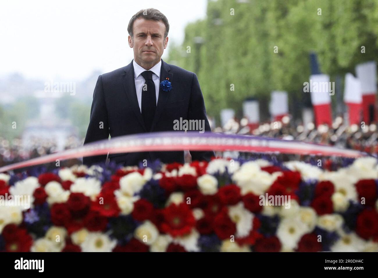 Le président de la république, Emmanuel Macron lors de l'hommage sur la ...