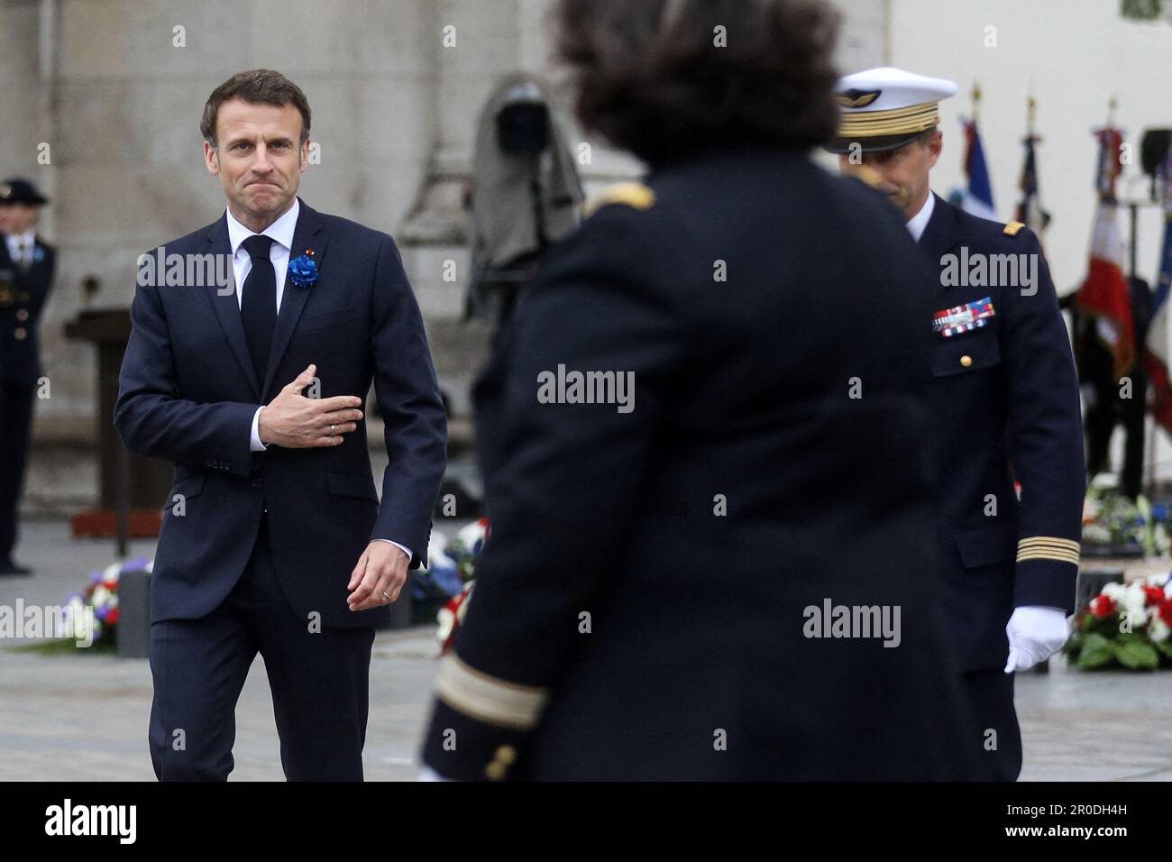 Le président de la république, Emmanuel Macron lors de l'hommage sur la ...
