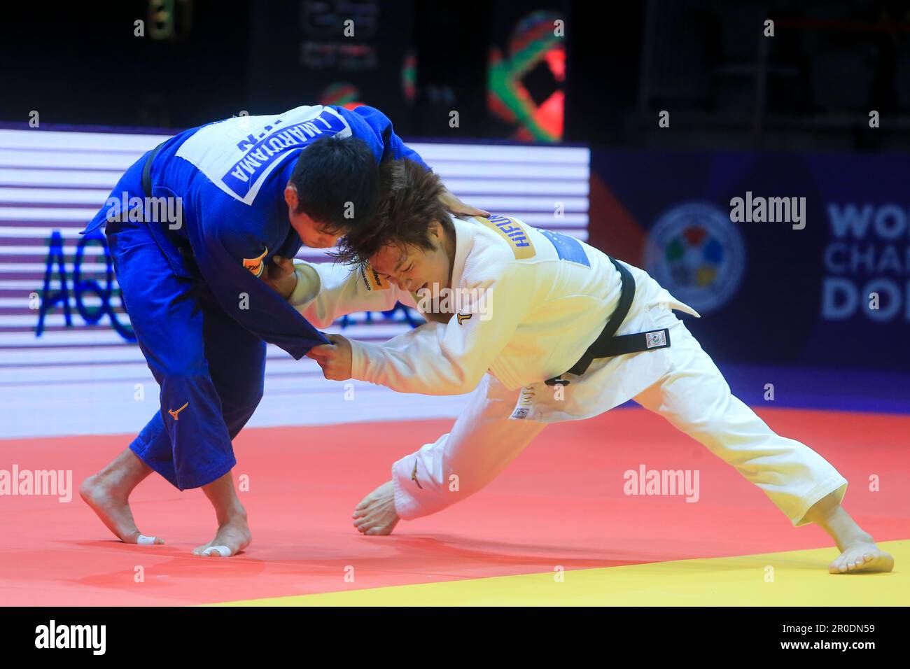 Abe Hifumi of Japan, right, and Joshiro Maruyama of Japan compete ...