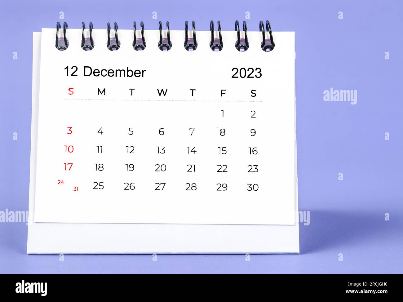 Décembre 2023 Calendrier mensuel de bureau pour 2023 ans sur fond ...
