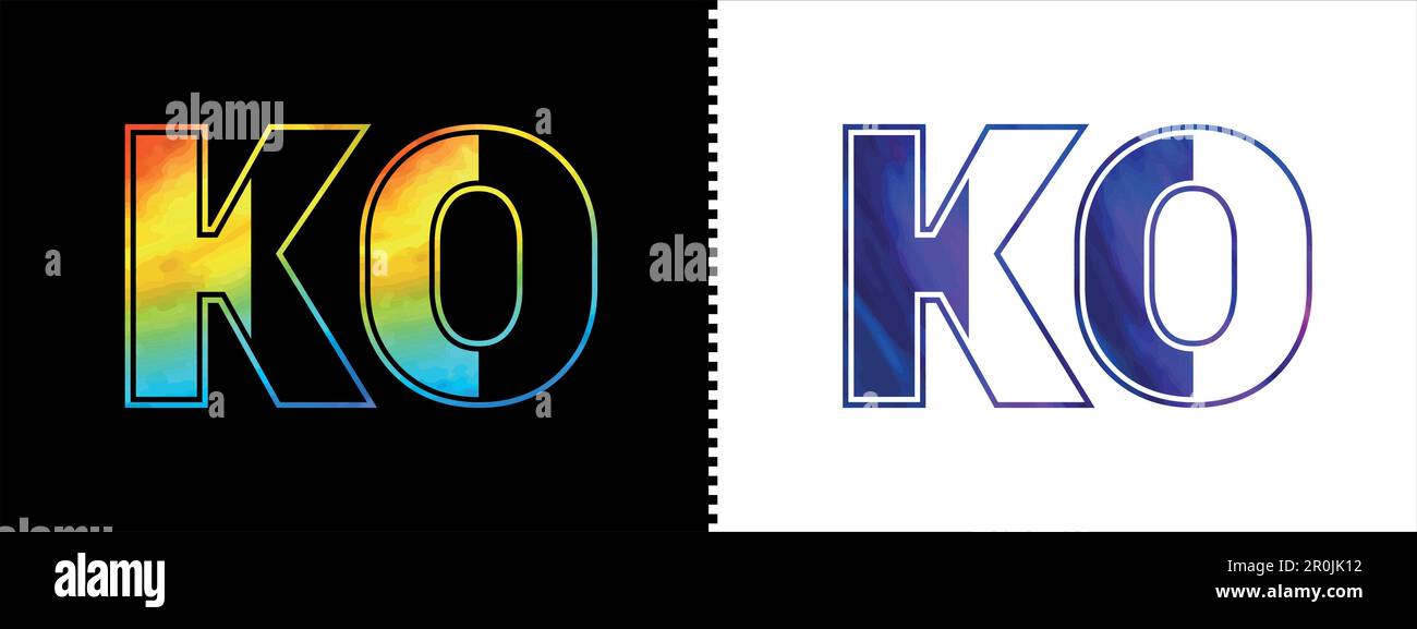 Modèle de dessin vectoriel d'icône de logo Ko de la lettre initiale ...