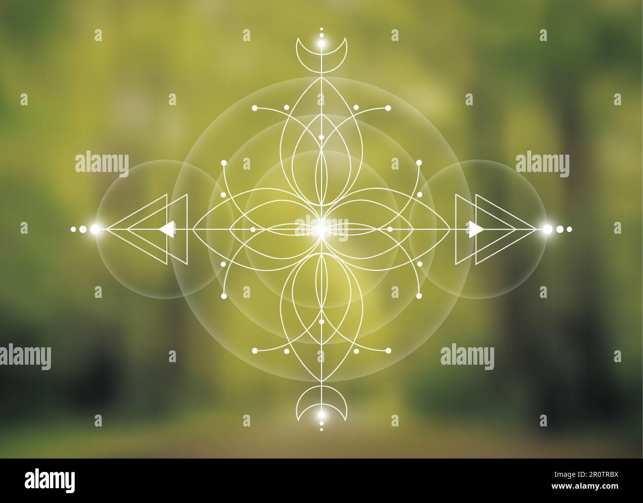 Géométrie sacrée, fleur de vie, dessin mystique de cercles, triangles ...