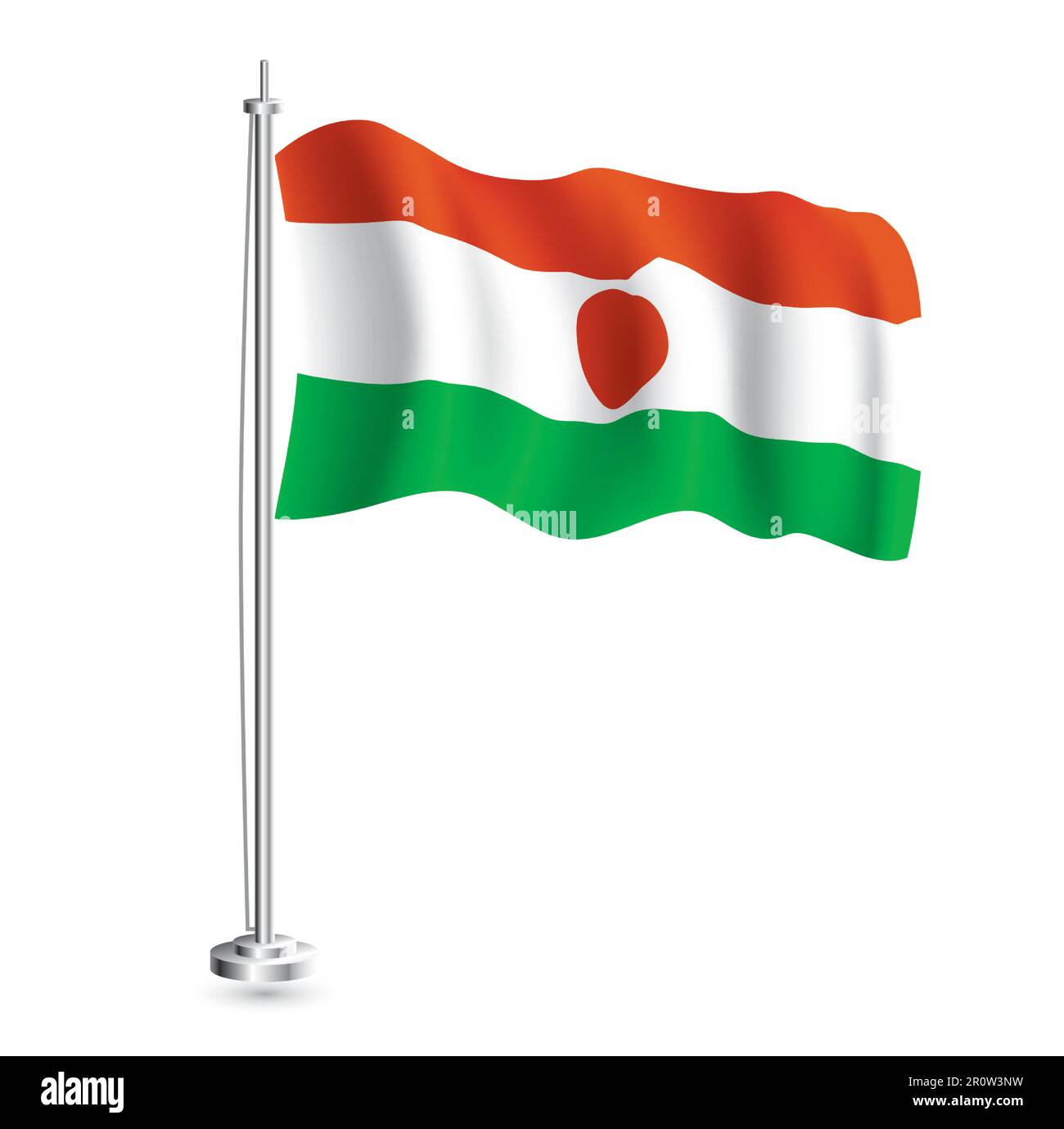 Drapeau du Niger. Drapeau vague réaliste isolé du Niger sur Flagpole ...
