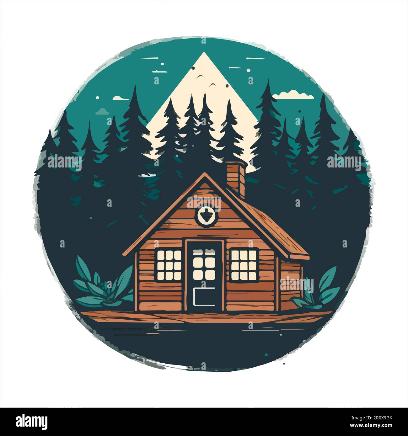 Modèle de logo de cabine en bois. Cabine dans l'illustration ...
