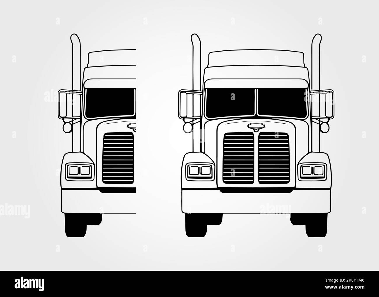 Semi-camion. Camion Vector Outline. Modèle blanc vierge pour camion ...