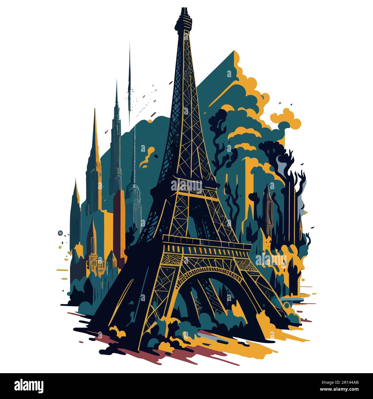 La tour Eiffel, célèbre illustration vectorielle architecturale vintage et emblématique de la ...