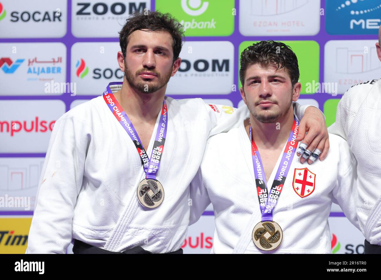 Stade Ali Bin Hamad Al Attiyah, Doha, Qatar. 11th mai 2023. (G-D) Lasha Bekauri, Luka Maisuradze ...