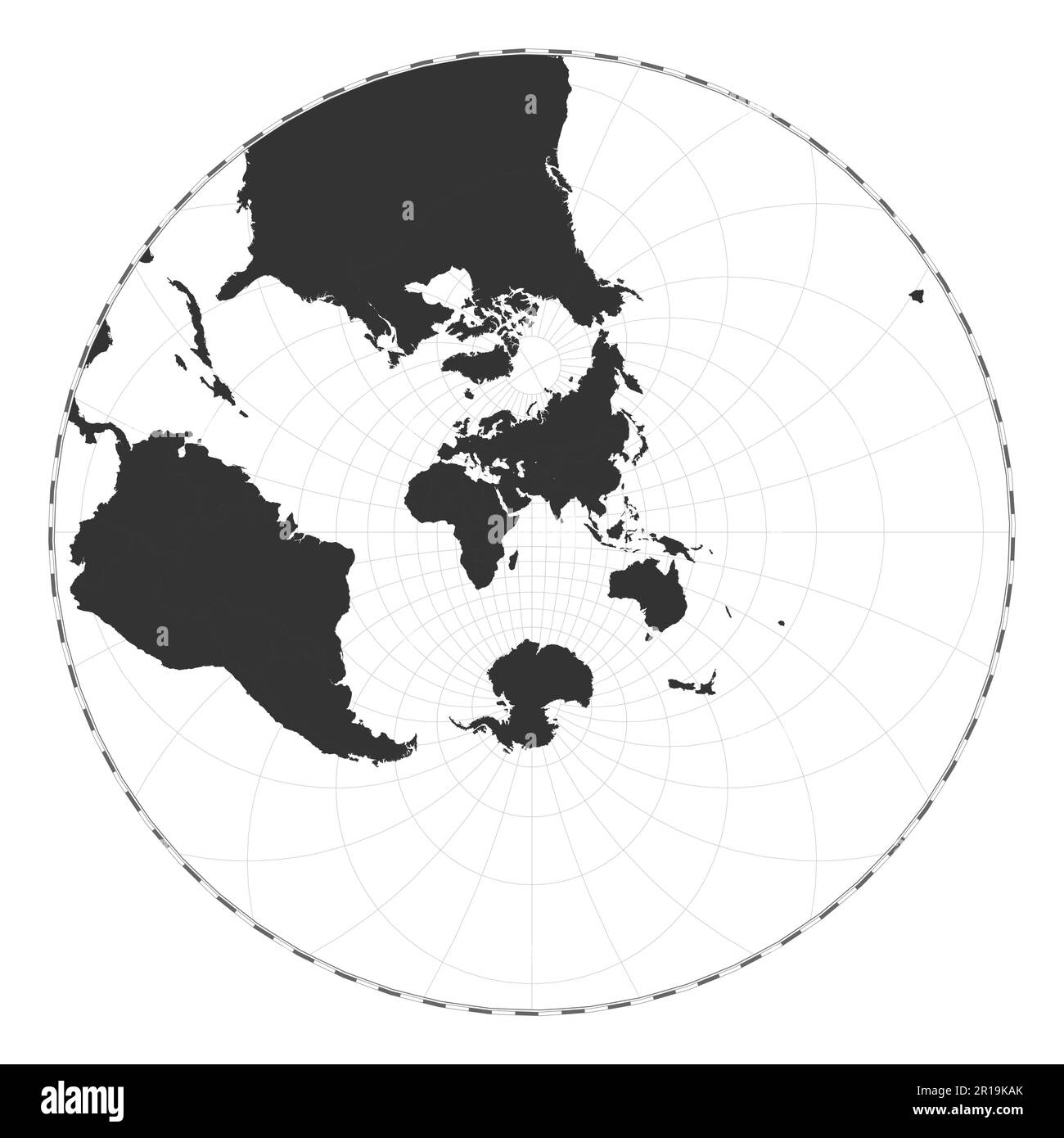 Carte du monde vectoriel. Stéréographique. Carte géographique du monde ...