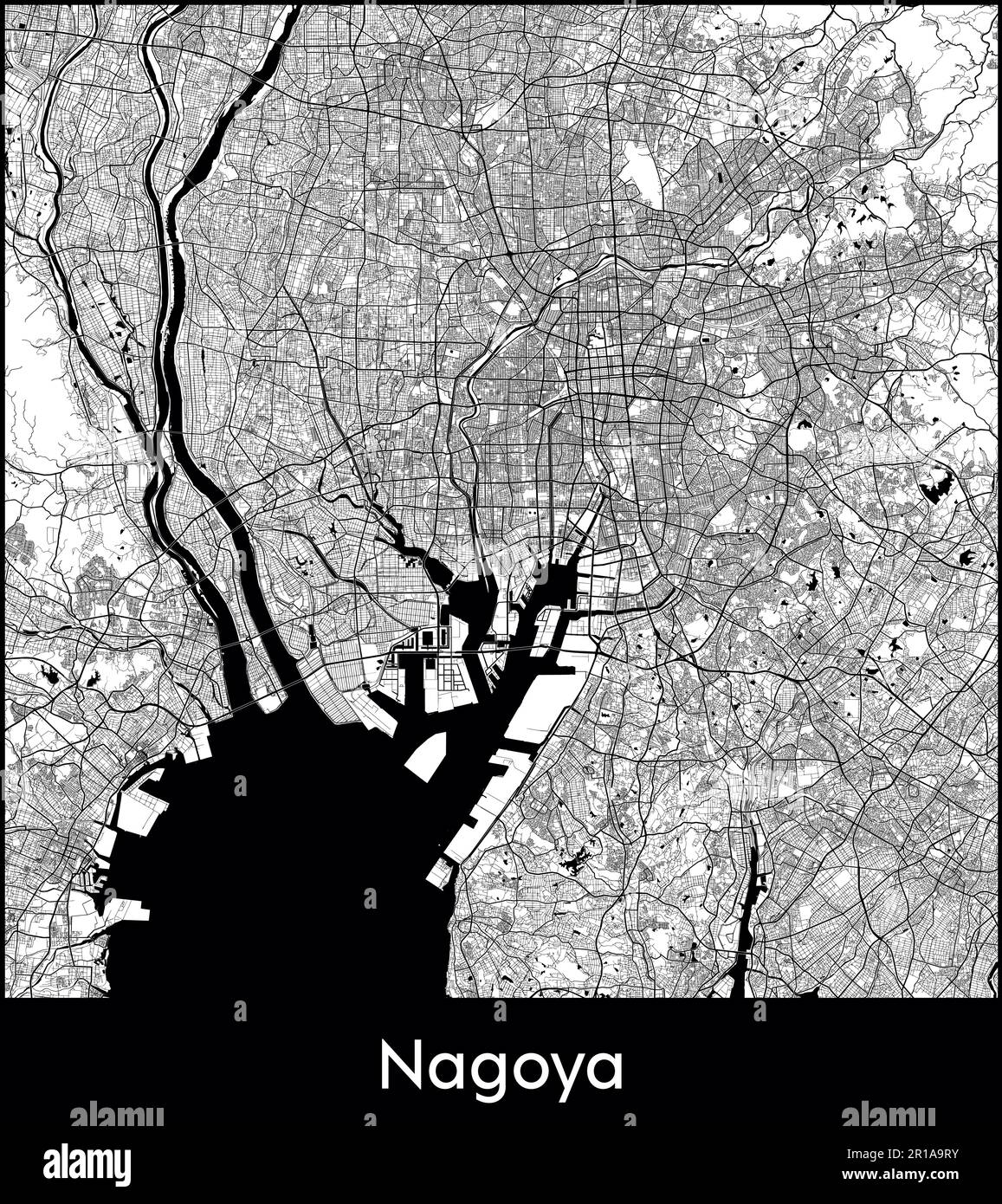 Carte de nagoya Banque d'images noir et blanc - Alamy