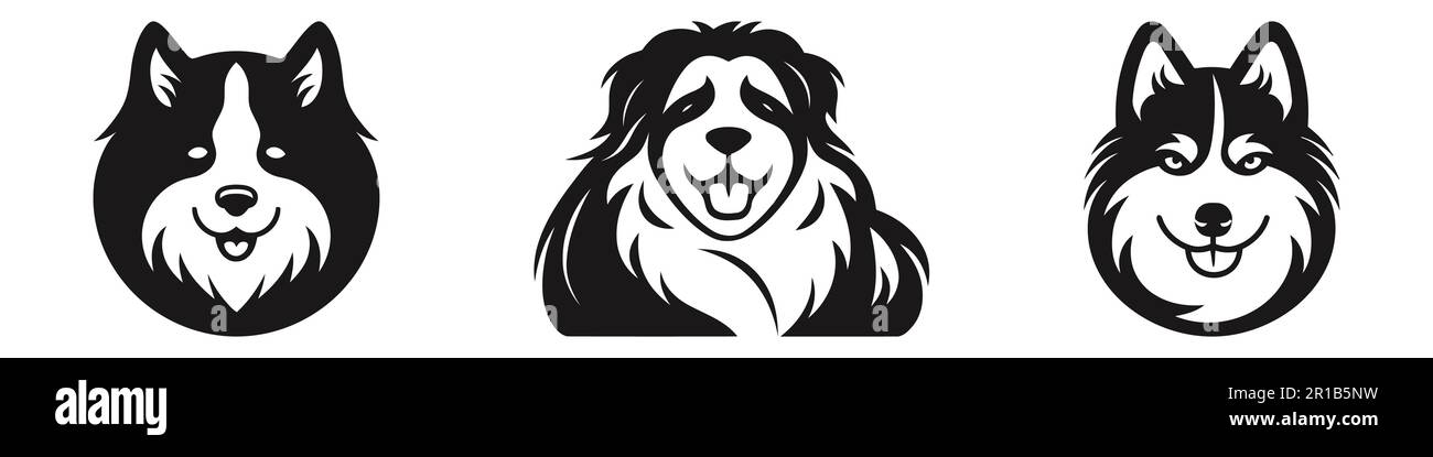 Collection de chiens mignons. Logo chien, icône. Illustration ...