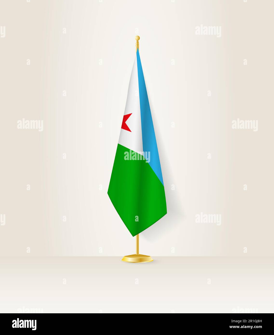 Drapeau de Djibouti sur un stand de drapeau. Illustration vectorielle ...