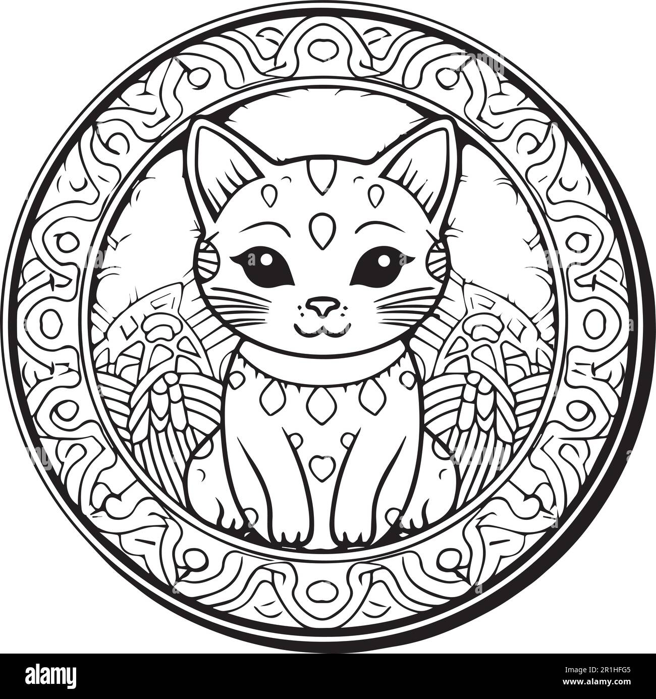 Coloriage chat mandala Banque de photographies et d’images à haute ...