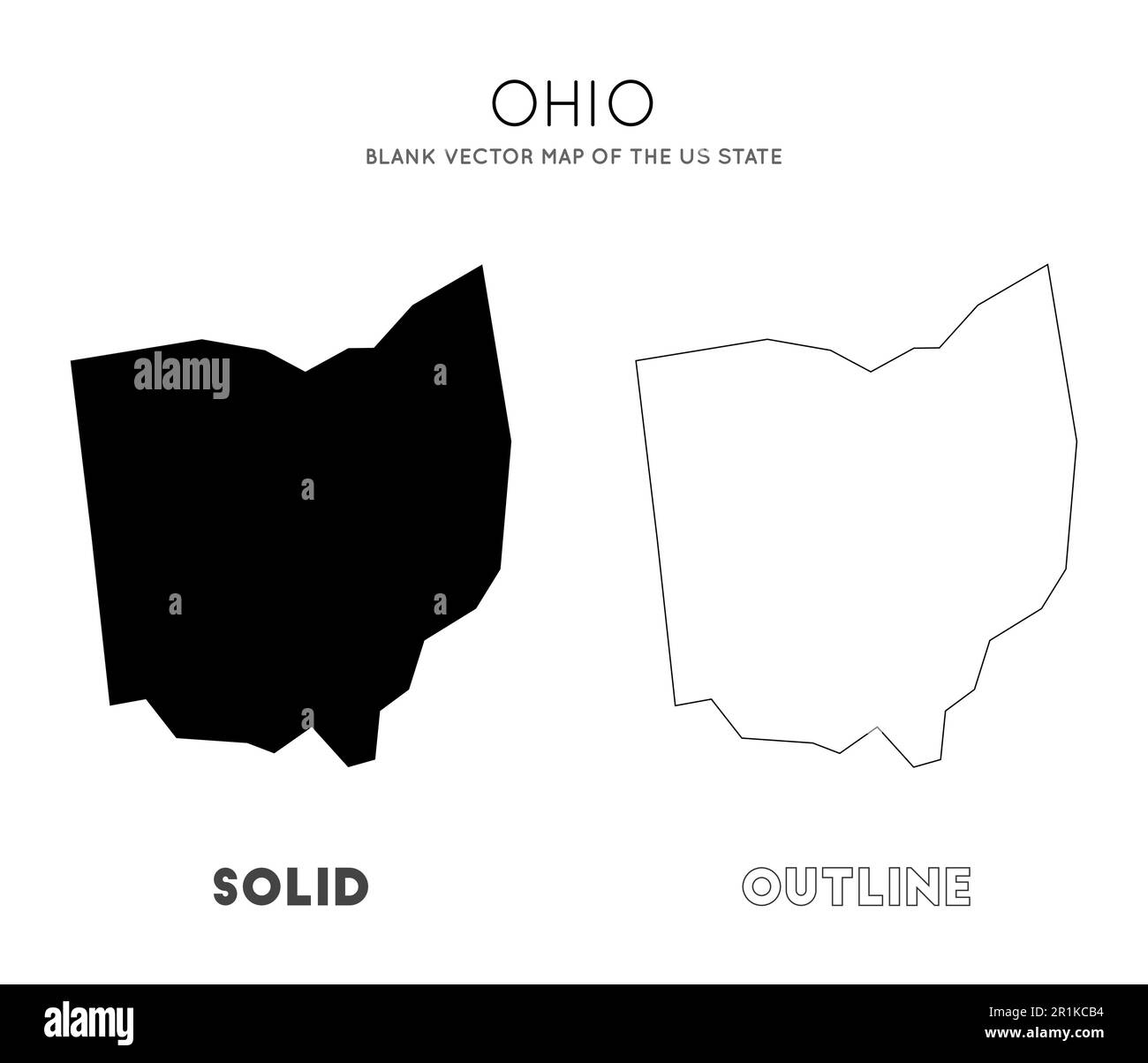 Carte de l'Ohio. Carte vectorielle vierge de l'État américain. Borders ...