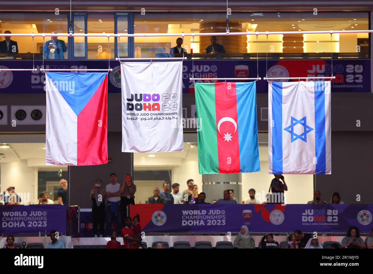 Stade Ali Bin Hamad Al Attiyah, Doha, Qatar. 12th mai 2023. Drapeaux nationaux/vue générale, 12 ...