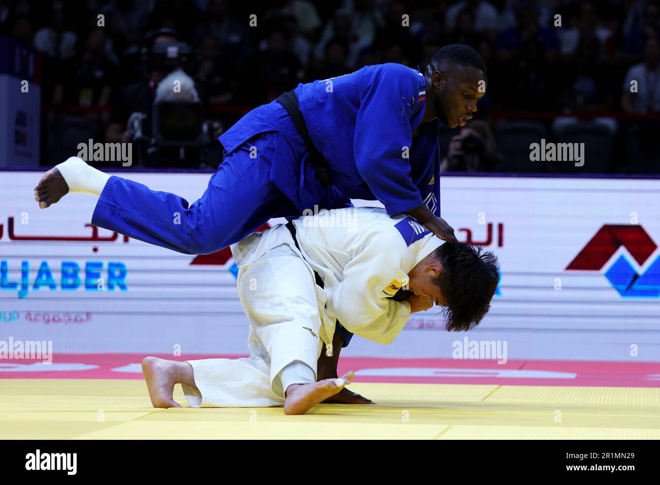Stade Ali Bin Hamad Al Attiyah, Doha, Qatar. 14th mai 2023. (Haut-bas) Maxime-Gael Ngayap Hambou ...