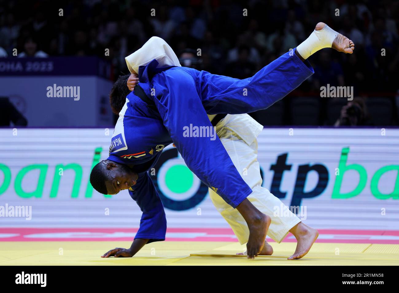 Stade Ali Bin Hamad Al Attiyah, Doha, Qatar. 14th mai 2023. (Haut-bas) Maxime-Gael Ngayap Hambou ...
