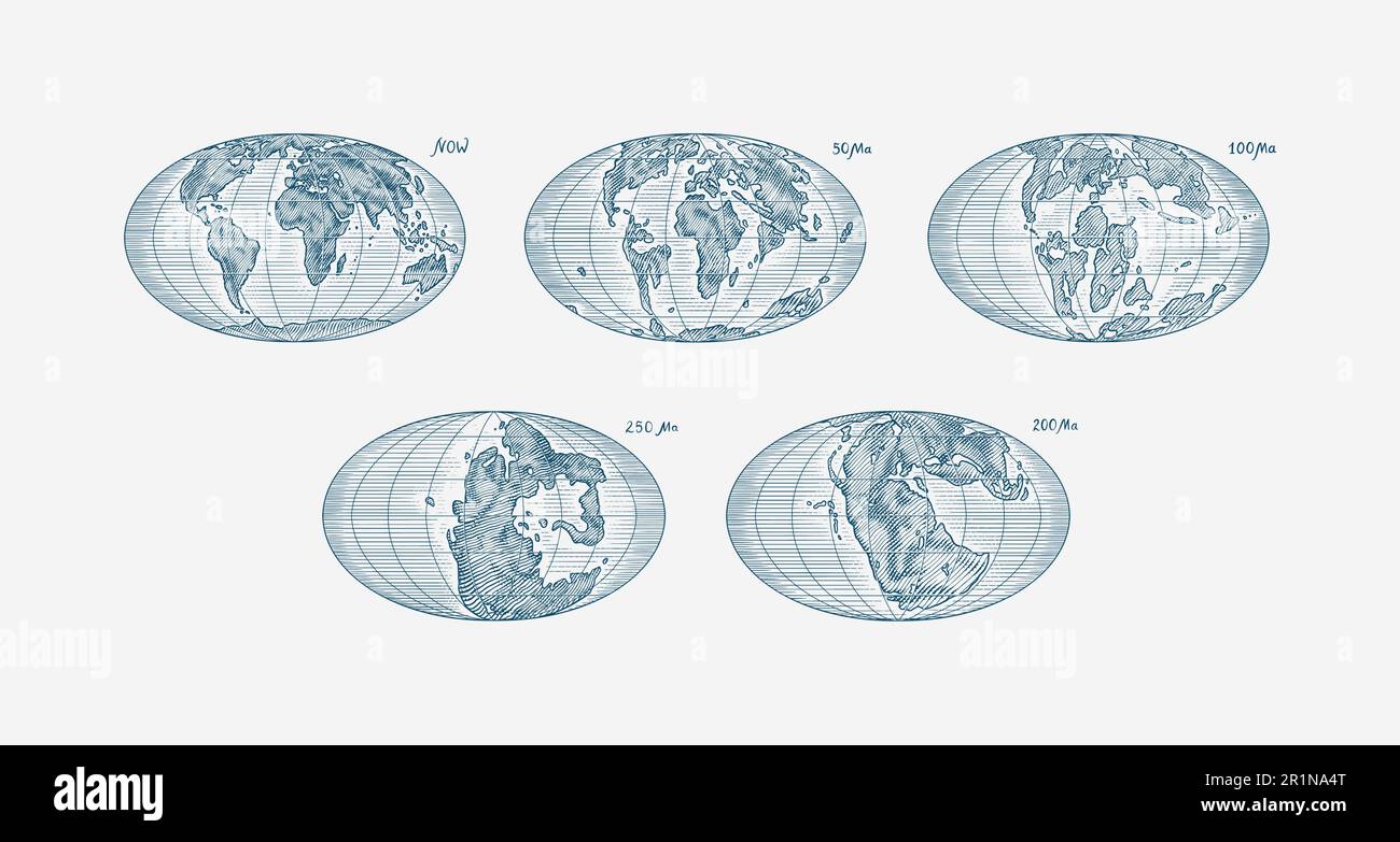 Plaque tectonique sur la planète Terre. Pangée. Dérive continentale ...