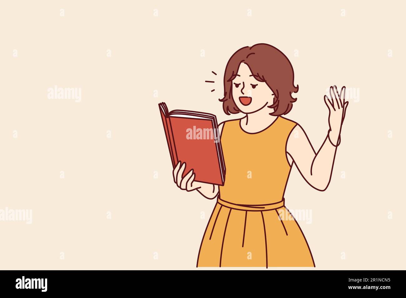 Une fille inspirée lit la poésie et fait des vagues expressives pour le ...