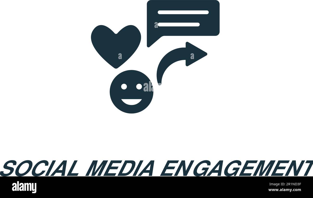 Icône d'engagement sur les réseaux sociaux. Affiche monochrome simple ...