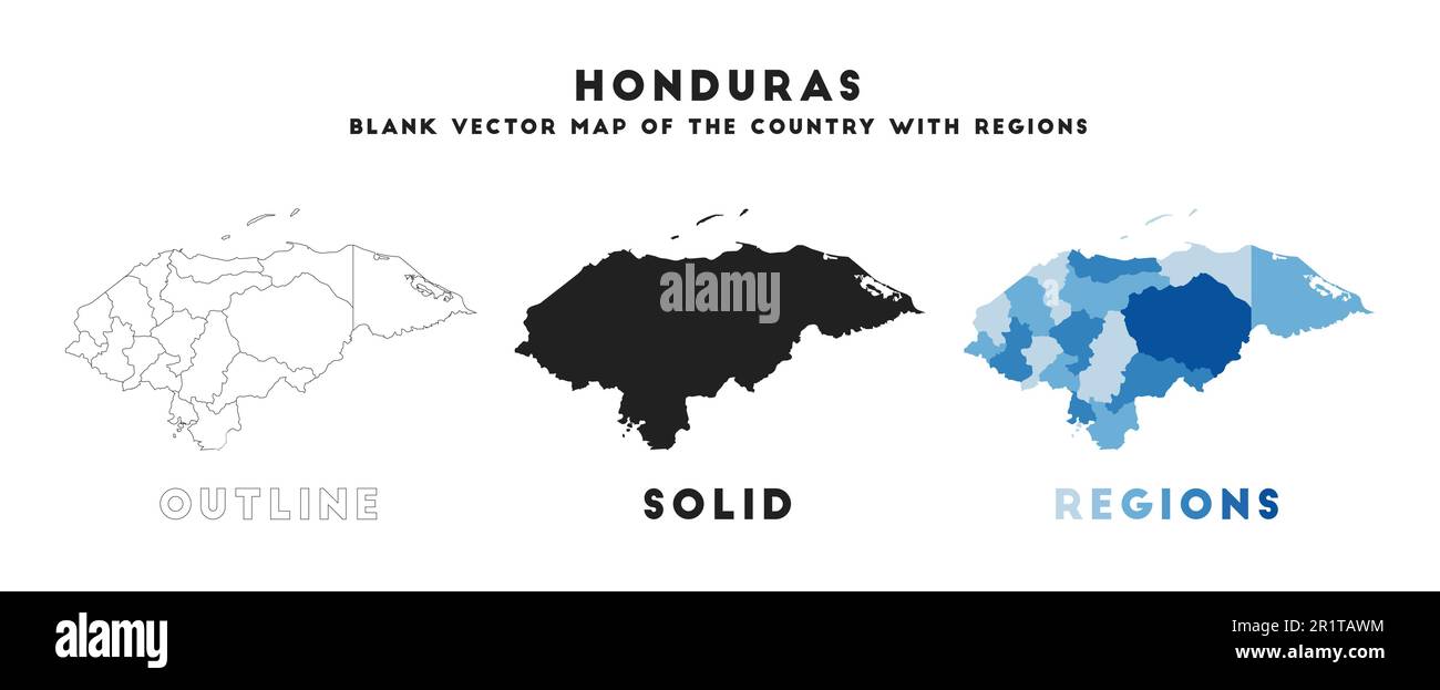 Carte du Honduras. Frontières du Honduras pour votre infographie. Forme ...