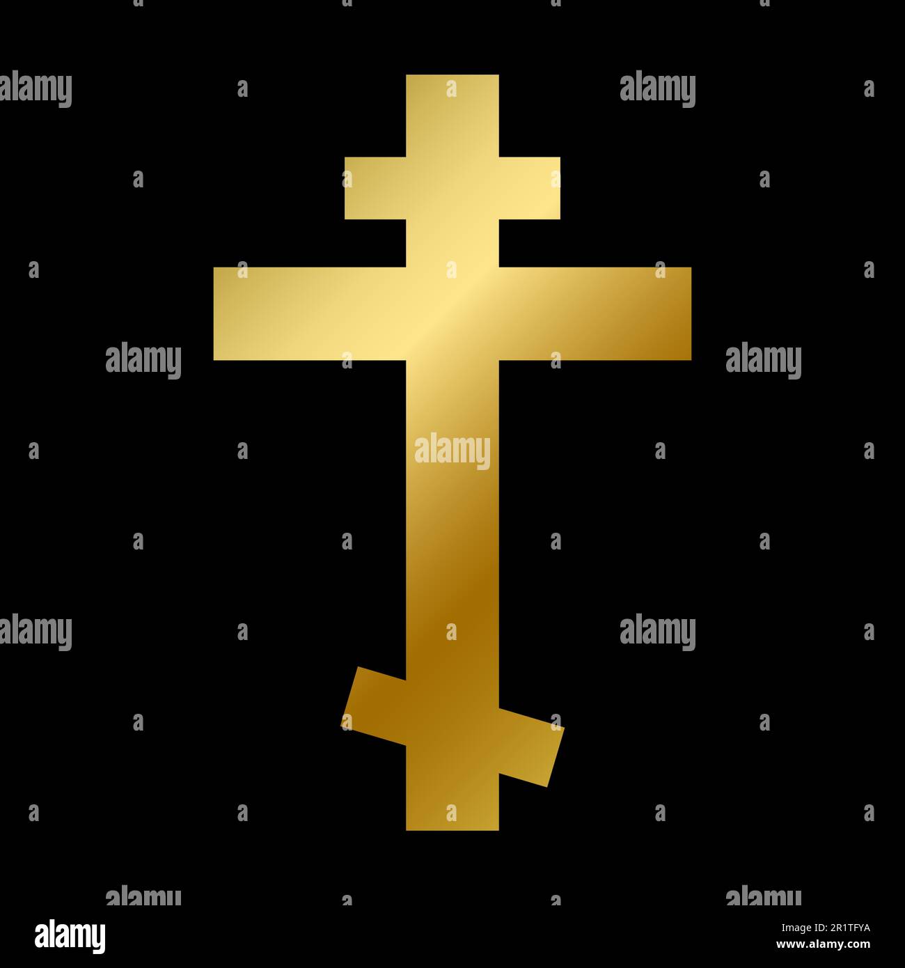 Symbole de croix orthodoxe isolé. Signe d'or religieux chrétien sur ...