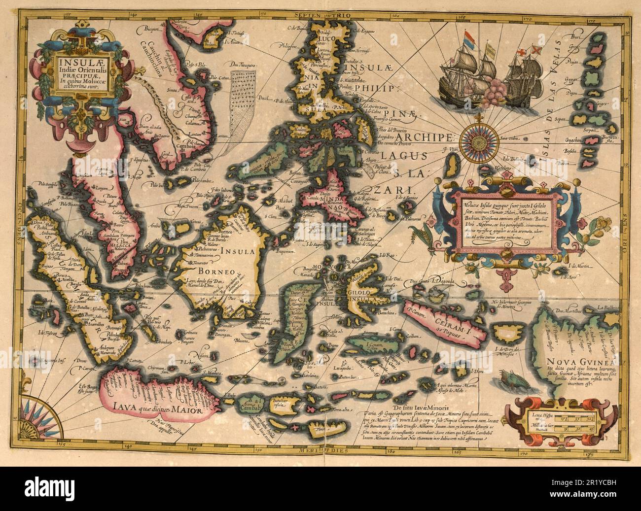 Atlas, carte de 1623, Asie, Iles, Java, Bornéo, Papouasie, Philippines ...