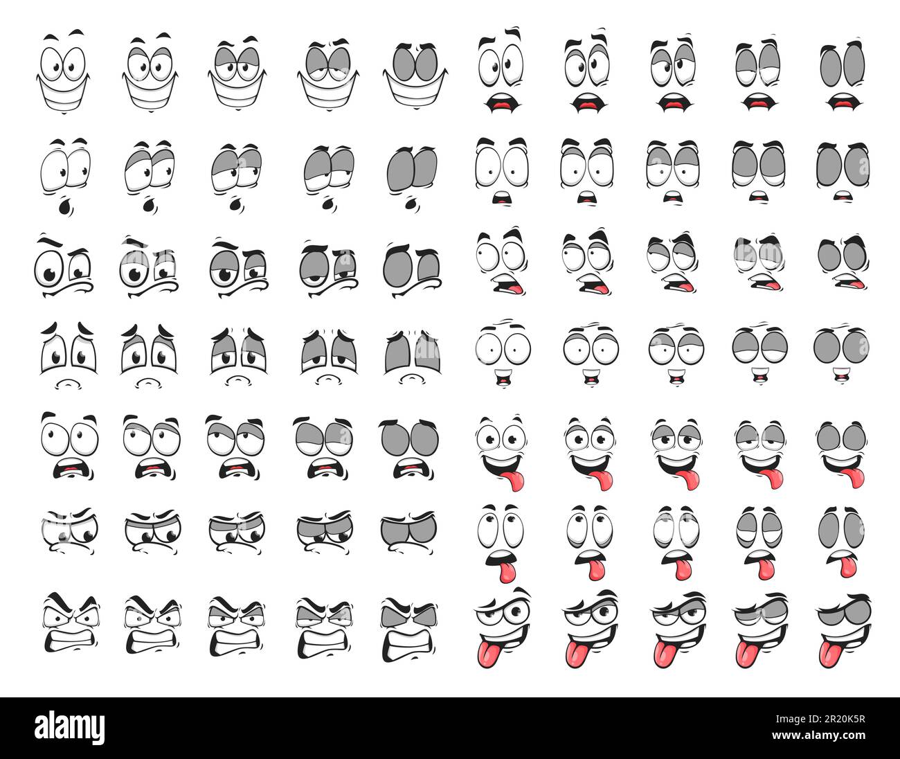 Dessin animé visage et yeux clignants animation et riggle look emoji ...