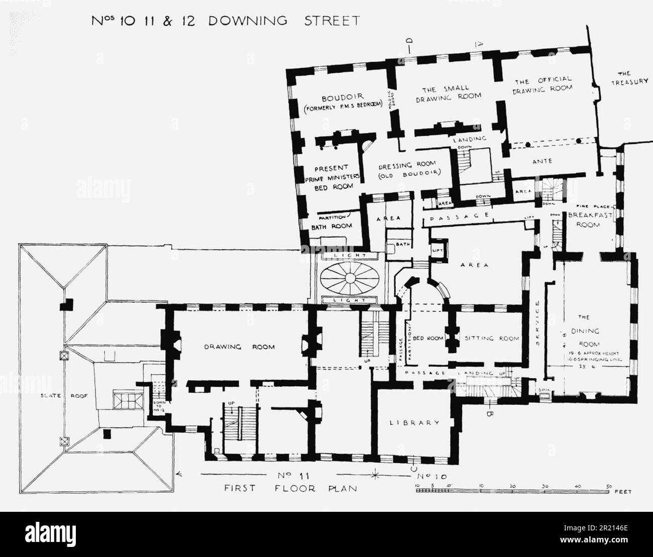 Plan d'étage du 10 Downing Street à Londres, la résidence officielle et ...