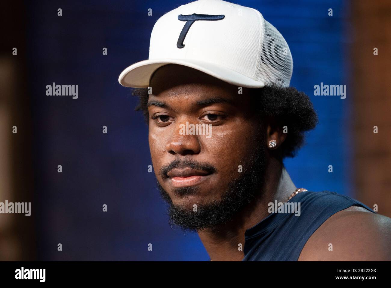 Tennessee Titans linebacker Azeez Al-Shaair responds to questions from ...