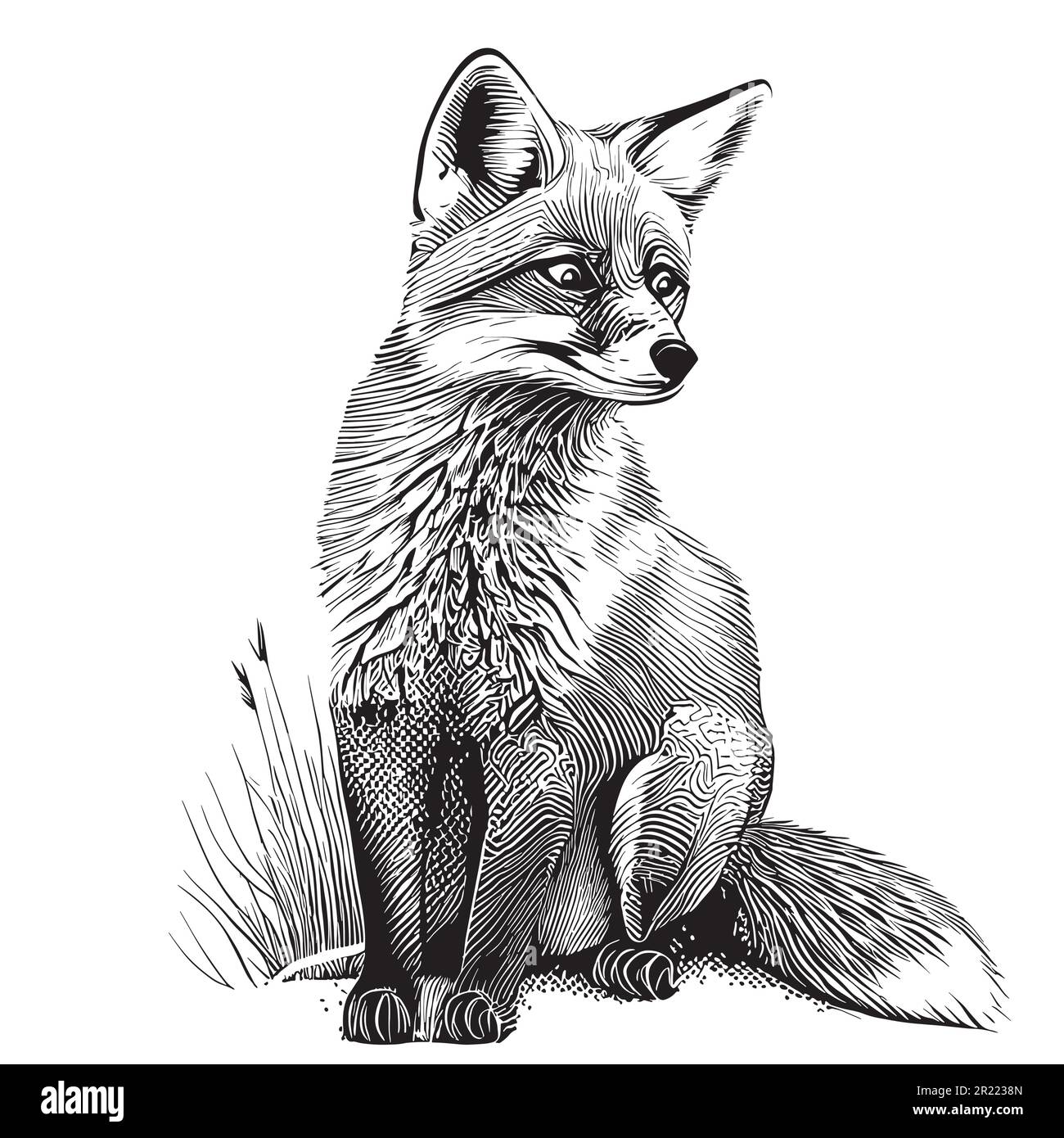 Renard dessin main Banque d'images noir et blanc - Page 2 - Alamy