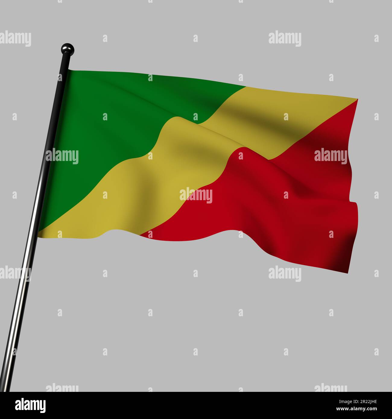 Le drapeau de la République du Congo 3D rendu en gris présente une ...