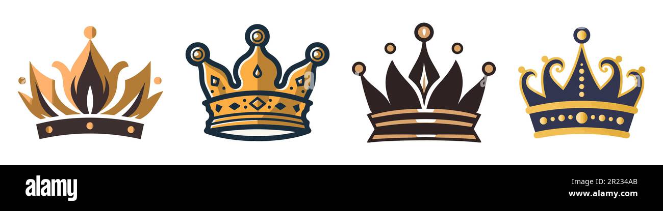 Collection vectorielle de symboles ou de logos représentant des couronnes de roi et de reine ...