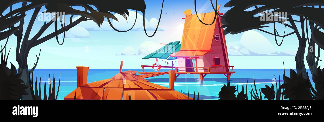 Cabane de pêche sur pilotis ou pilotis Banque d'images vectorielles - Alamy