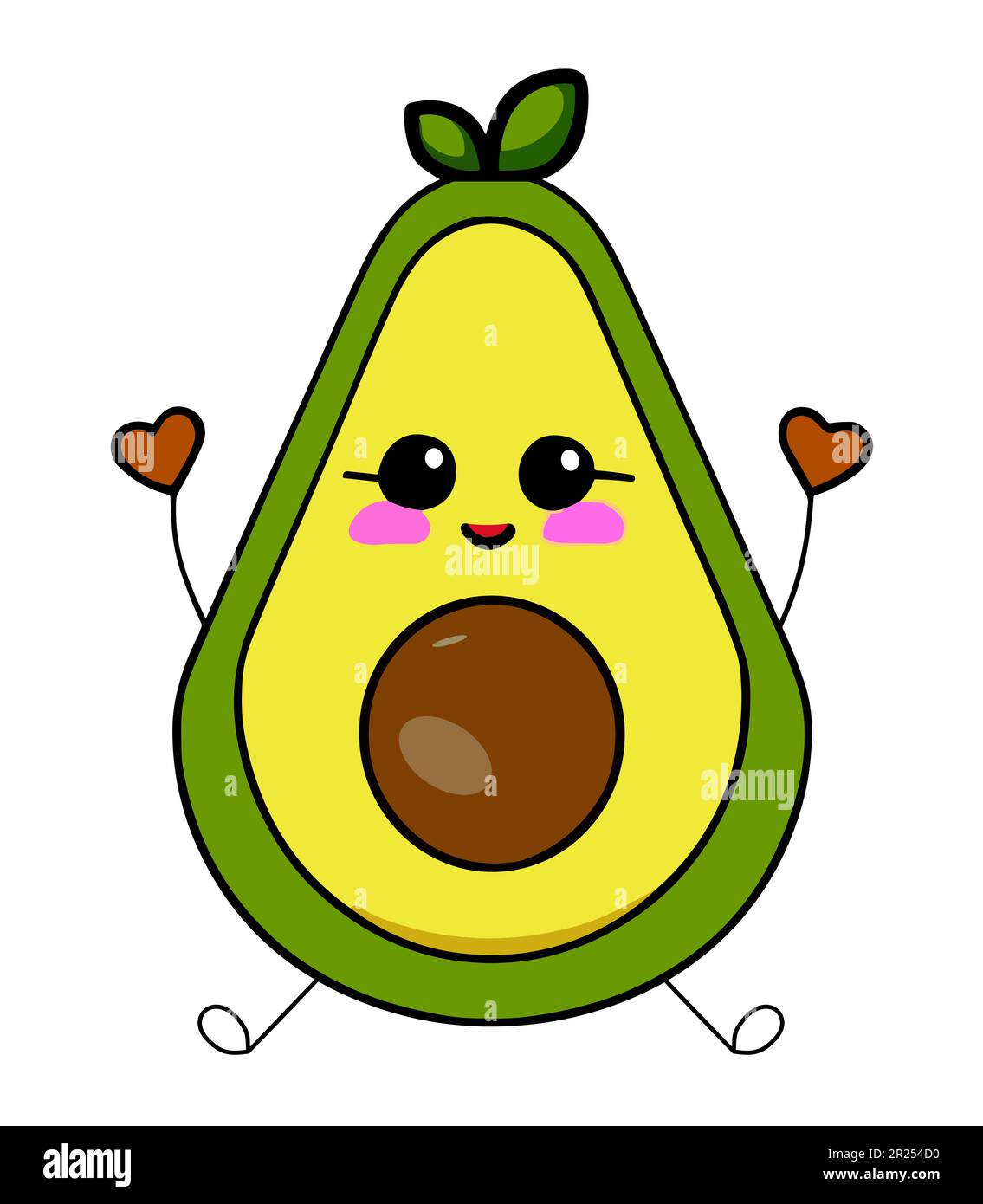 Adorable personnage de dessin animé avocat. Visage kawaii drôle. Illustration vectorielle isolée ...