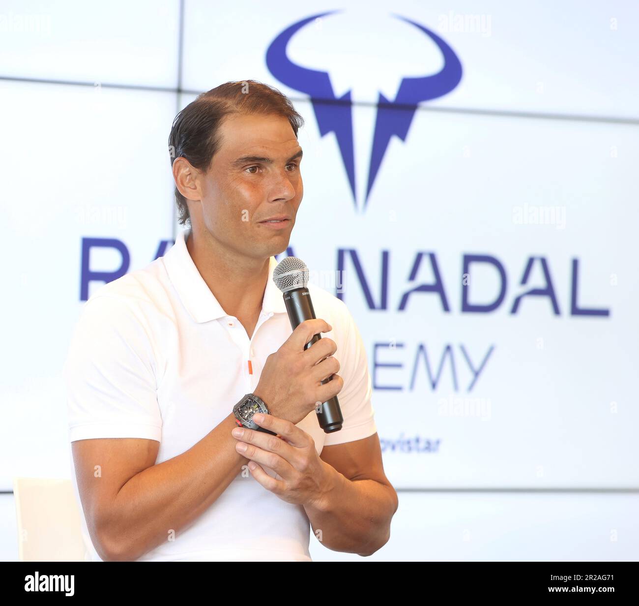 Tennis player Rafael Nadal during a press conference at the Rafa Nadal ...