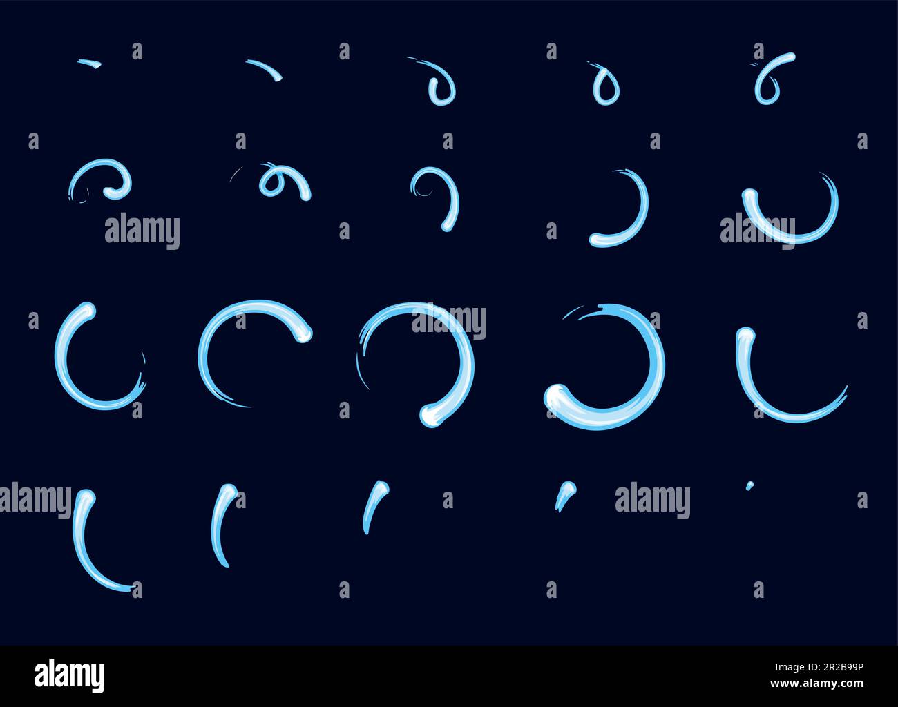Feuille de sprite à mouvement d'eau. Animation de rotation de boucle d ...