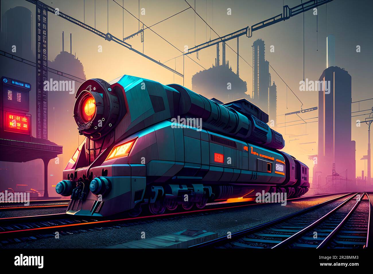 Locomotive du futur. Le concept d'un train futuriste de science-fiction ...
