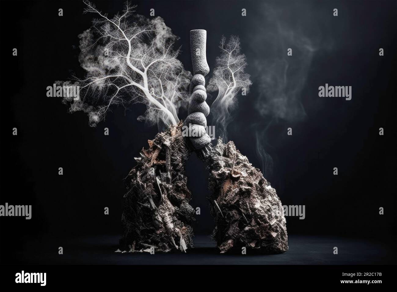 Poumons fumés de la personne malade d'où vient la fumée de tabac ...