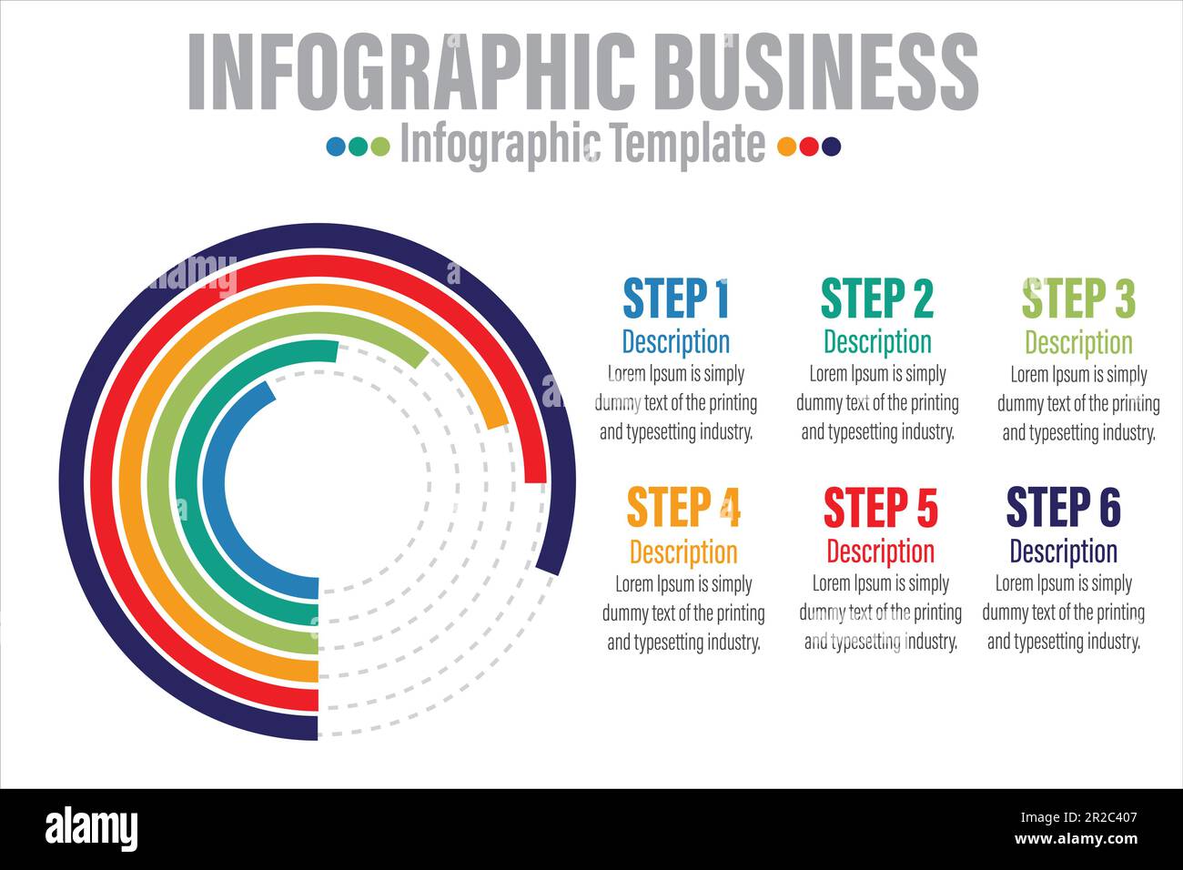 Graphique circulaire graphique en 6 étapes diagramme de la chronologie ...