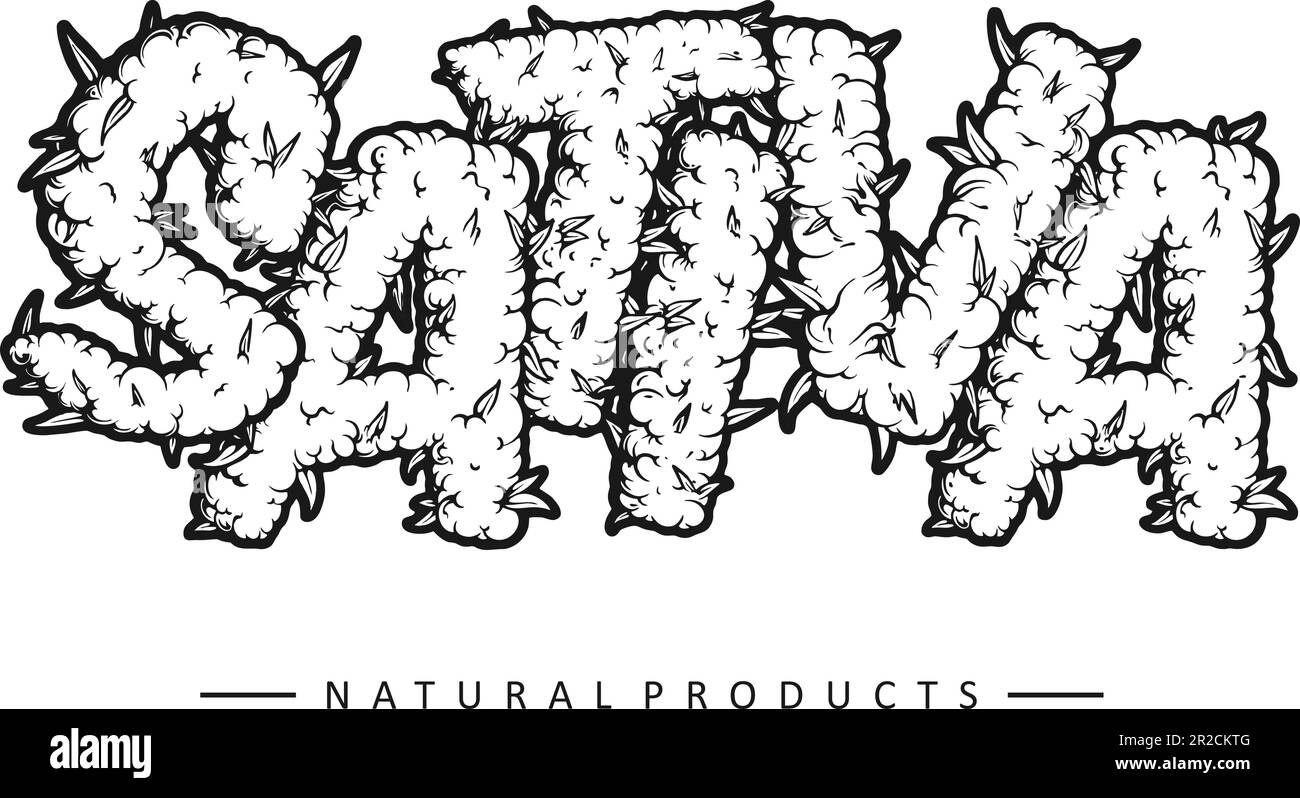 Cannabis sativa fumée effet lettrage silhouette vector illustrations ...