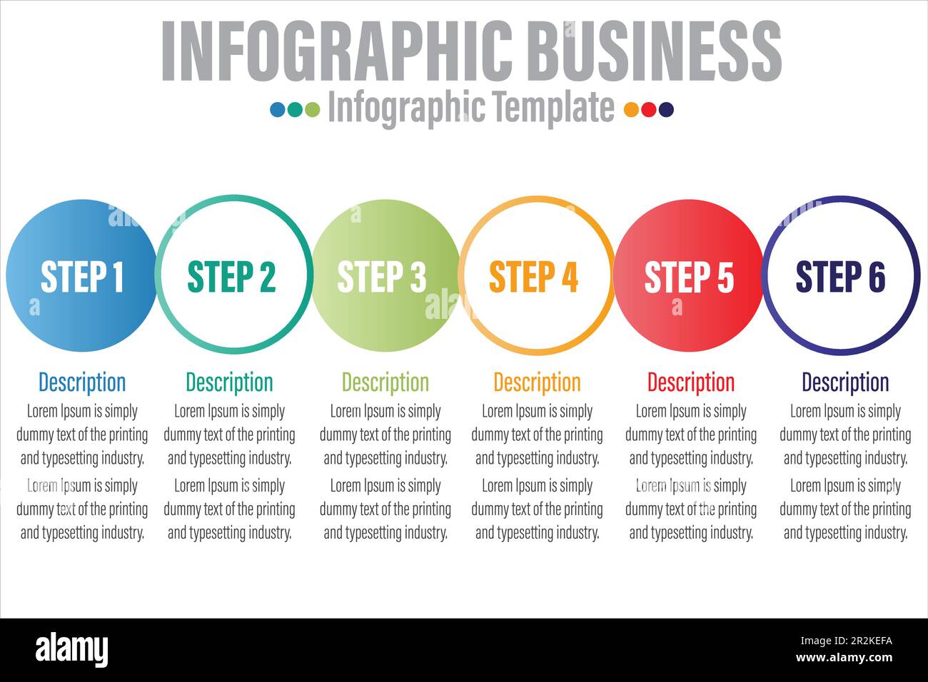 Chronologie 6 étapes, six éléments de tableau de forme 6 options avec ...