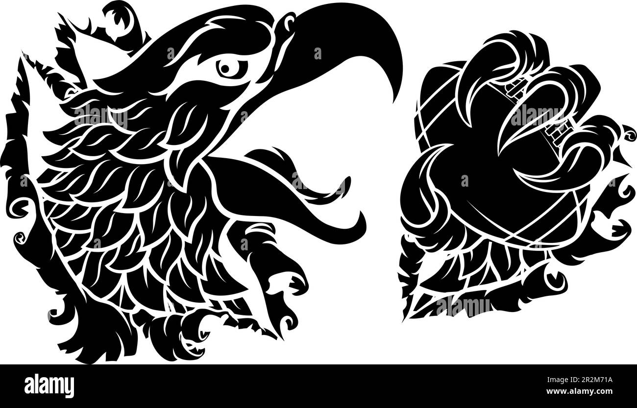 Tête d aigle logo équipe Banque d'images noir et blanc - Page 2 - Alamy