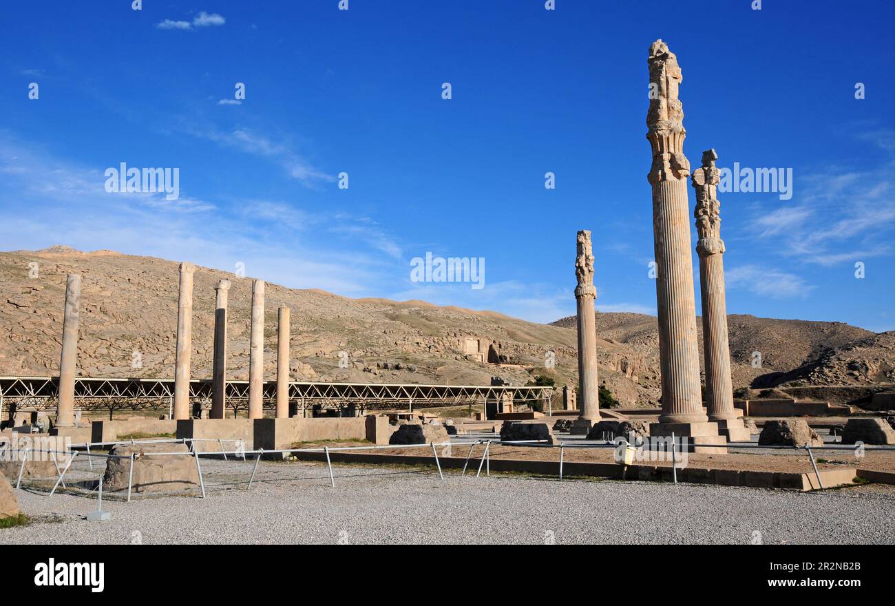 Persepolis, située dans la ville iranienne de Shiraz et la capitale de ...