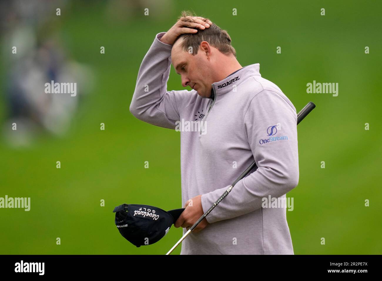 Sepp Straka, of Austria, finishes his round on the 18th hole during the ...