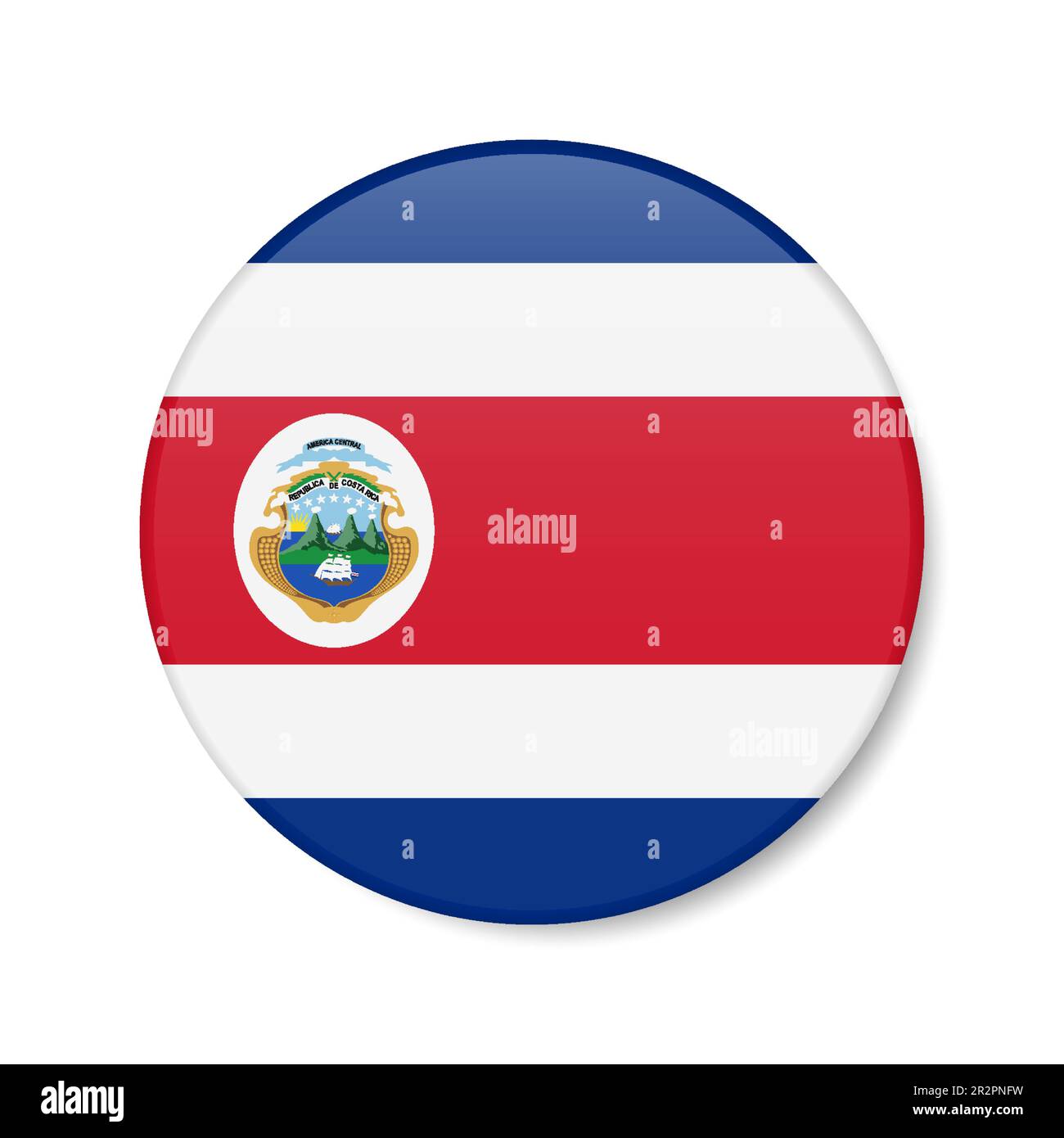 Icône représentant un cercle au Costa Rica. Drapeau rond costaricain avec ombre. 3D illustration ...