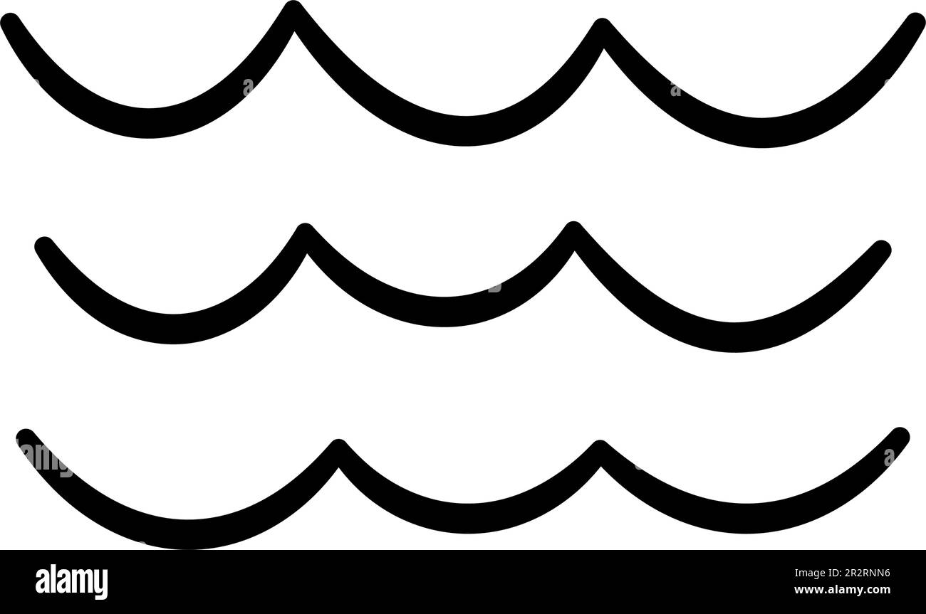 Icône de la vague marine Doodle. Ligne ondulée simple tracée à la main ...