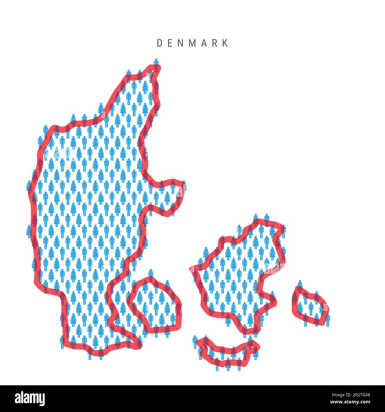Carte de la population du Danemark. Chiffres en bâton carte du peuple ...
