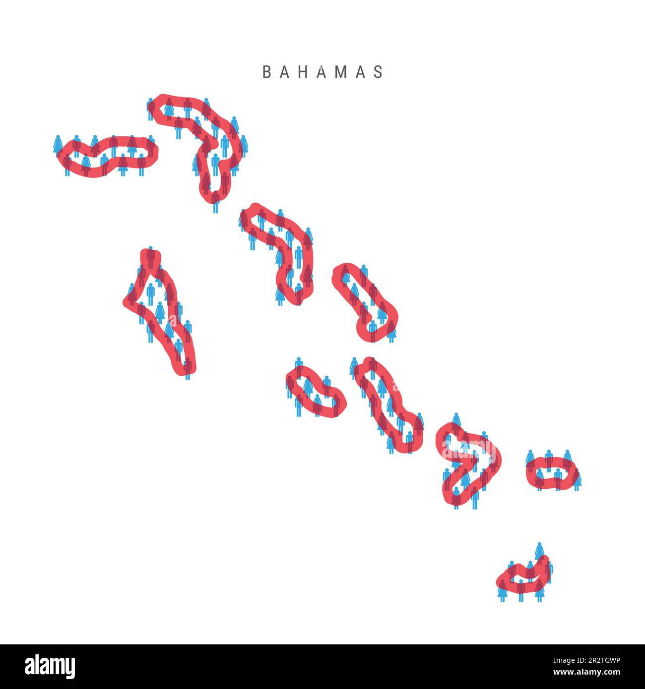 Carte de la population des Bahamas. Chiffres en bâton carte du peuple ...