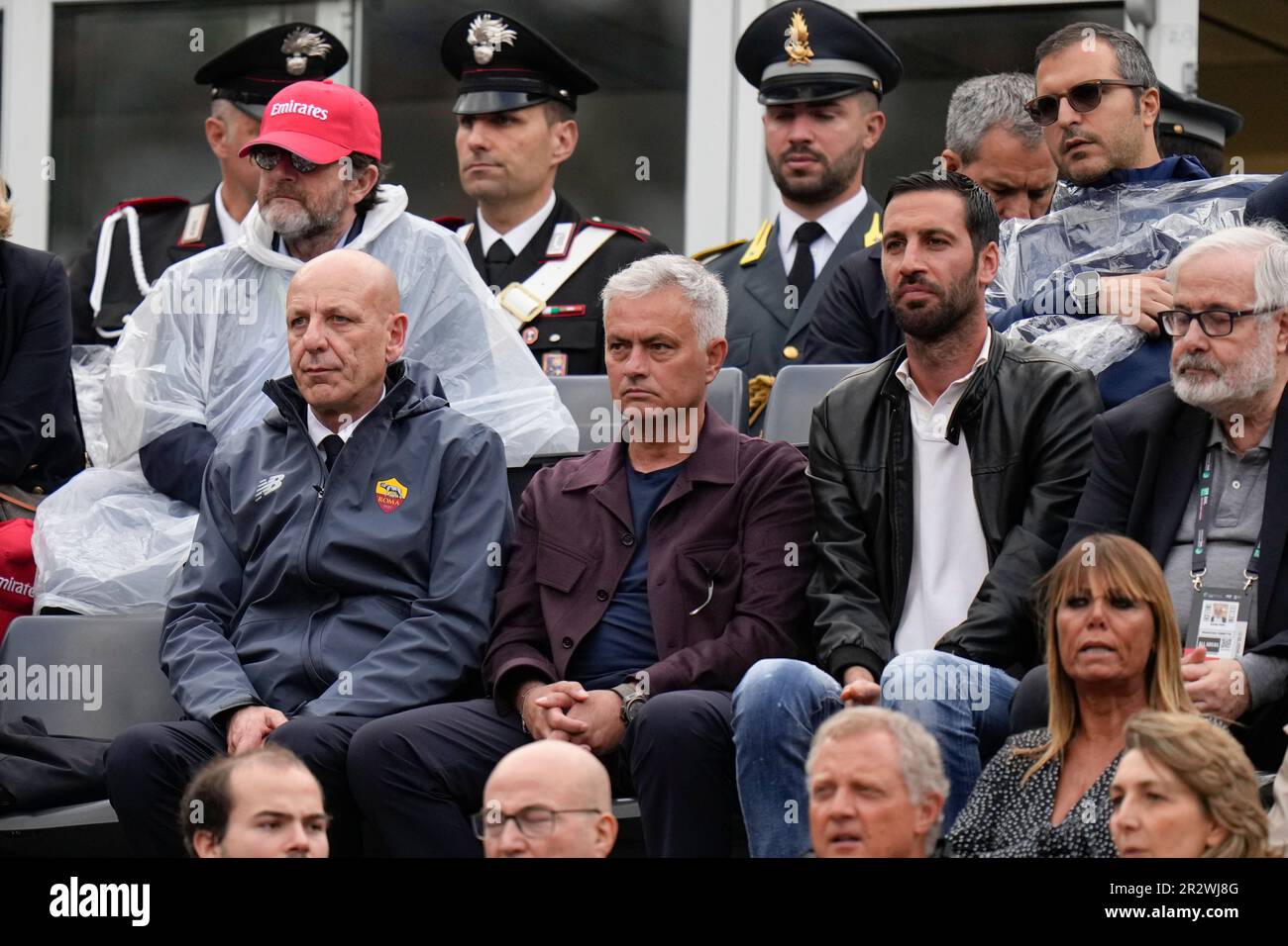 Roma's head coach Jose Mourinho watches the men's final tennis match ...