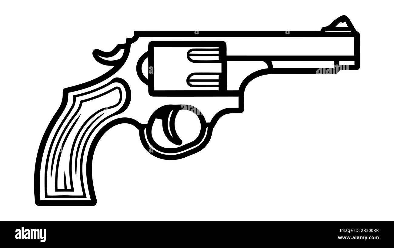 Icône revolver de canon. Silhouette pistolet vintage. Arme de poing ...